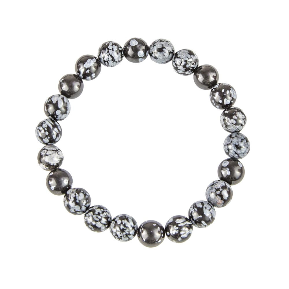 Bracelet Obsidienne neige – Pierres boules 8mm