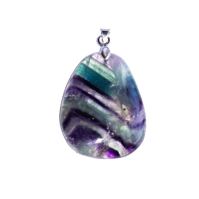 Pendentif Fluorite multicolore – Pierre plate