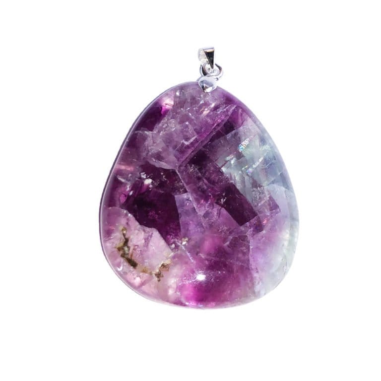 Pendentif Fluorite multicolore – Pierre plate