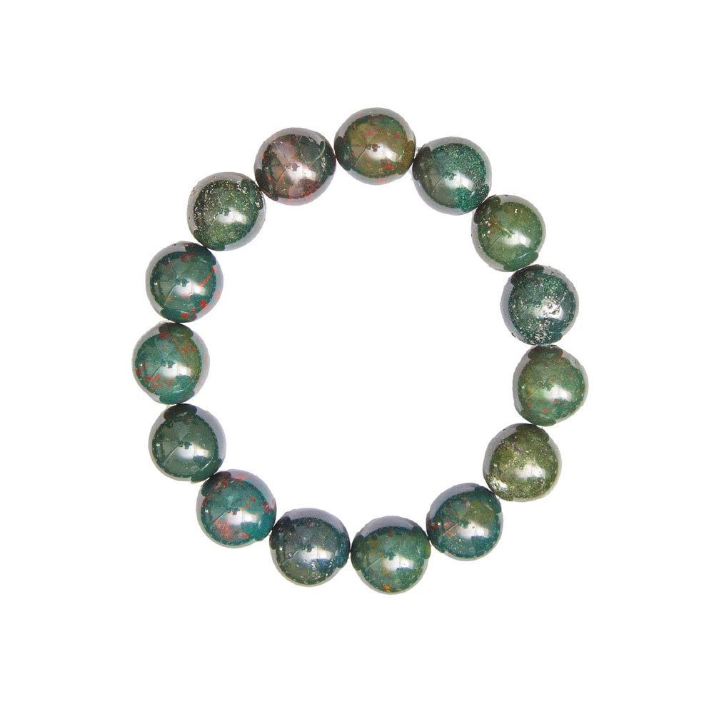 Bracelet Jaspe sanguin – Pierres boules 12mm