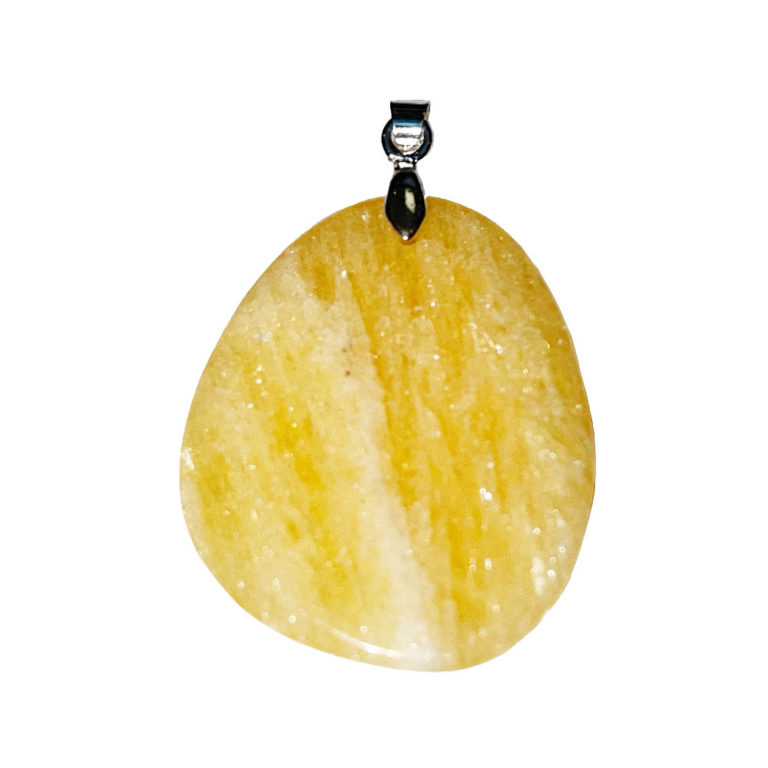 Pendentif Calcite orange – Pierre plate