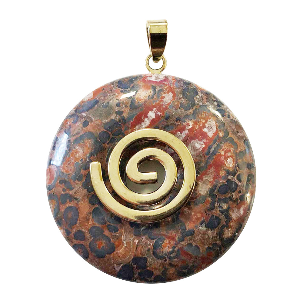 Pendentif Jaspe Léopard – PI Chinois ou Donut 40mm