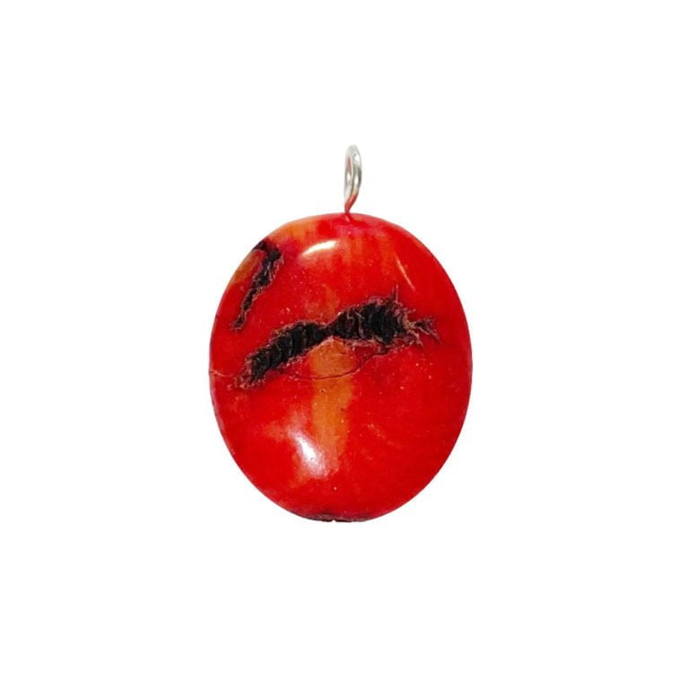 Pendentif Corail rouge – Pierre plate
