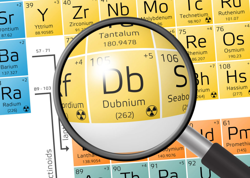 Dubnium - Élément atomique n°105 - Symbole Db - France Minéraux