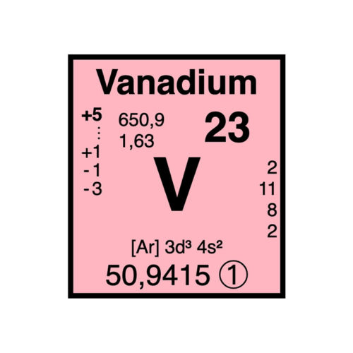 Vanadium - Élément atomique n°23 - Symbole V - France Minéraux