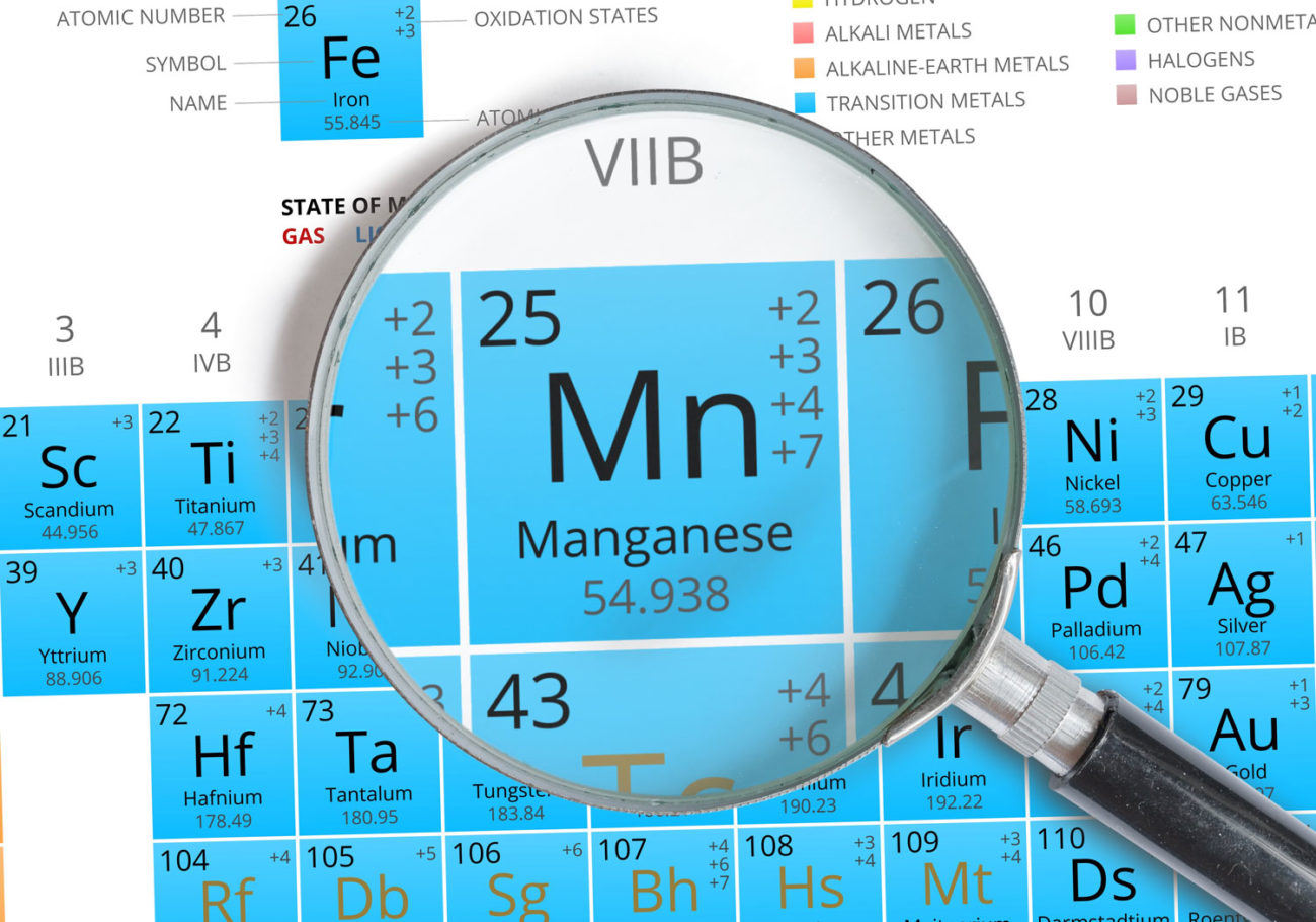 Manganèse - Élément atomique n°25 - Symbole Mn - France Minéraux